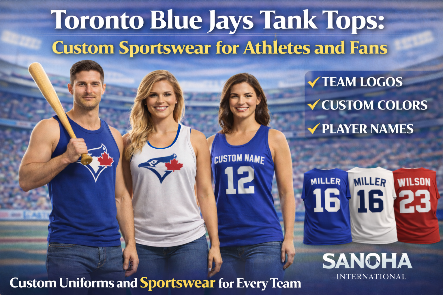 Toronto Blue Jays Tank Tops for Custom Sports Style